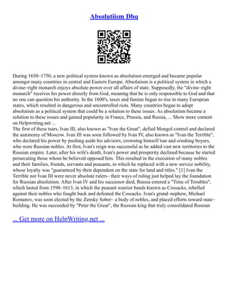 Absolutiism Dbq | PDF