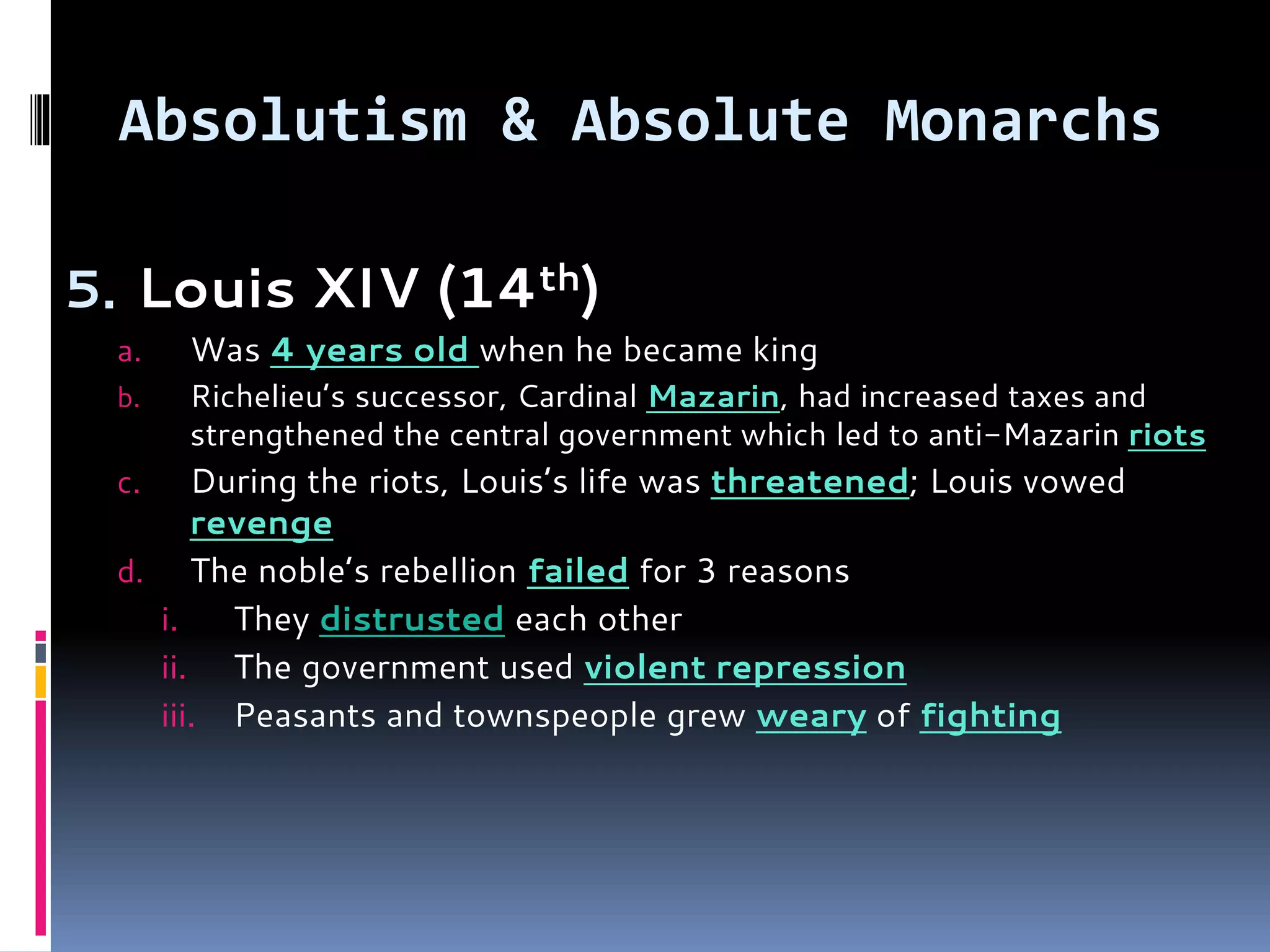 French Absolutism and absolute monarchs | PPTX