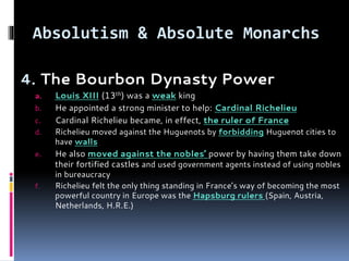 French Absolutism and absolute monarchs | PPTX