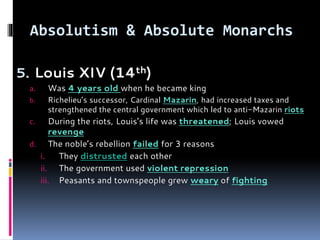 French Absolutism and absolute monarchs | PPTX