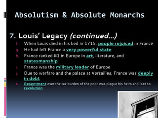 French Absolutism and absolute monarchs | PPTX