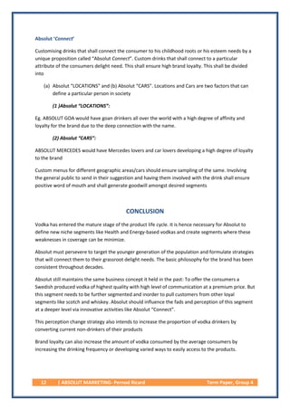 Absolut vodka, developing high brand loyalty-marketing strategy | PDF