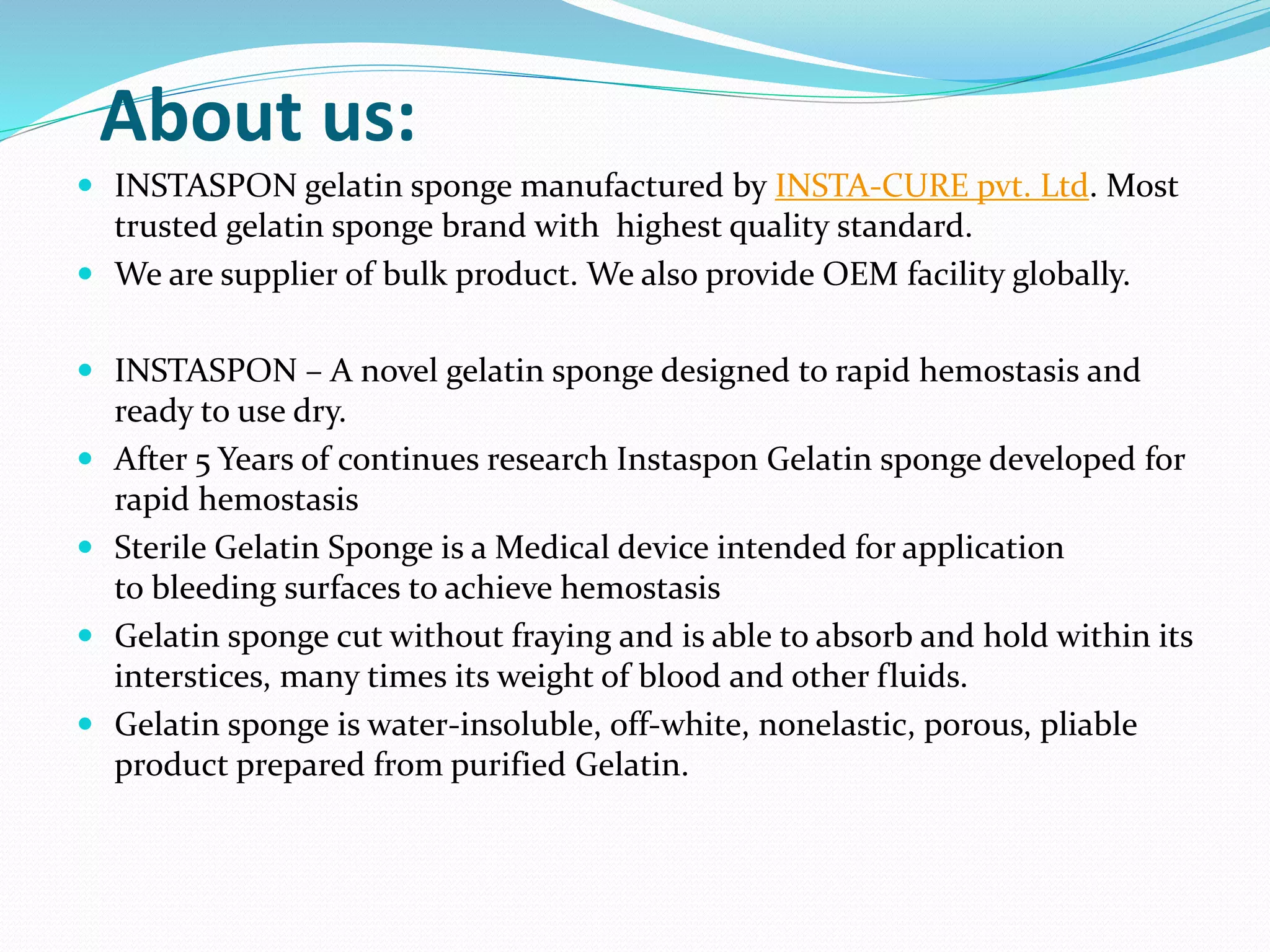 Absorbable Gelatin Sponge | PPTX