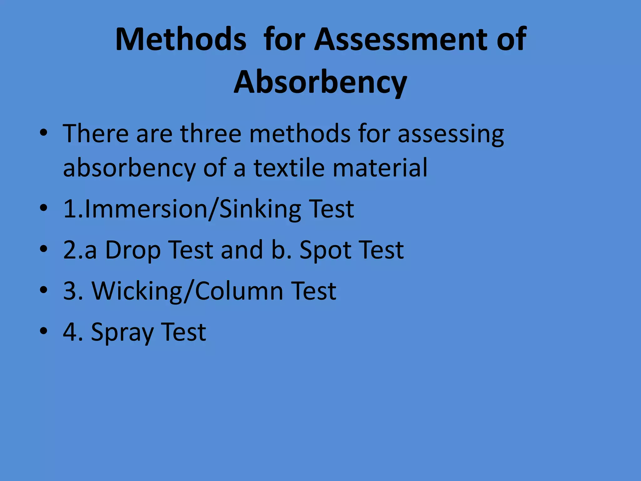 Absorbency tests | PPTX