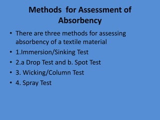 Absorbency tests | PPTX