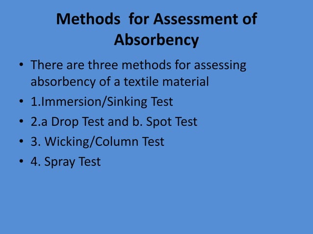 Absorbency tests | PPTX