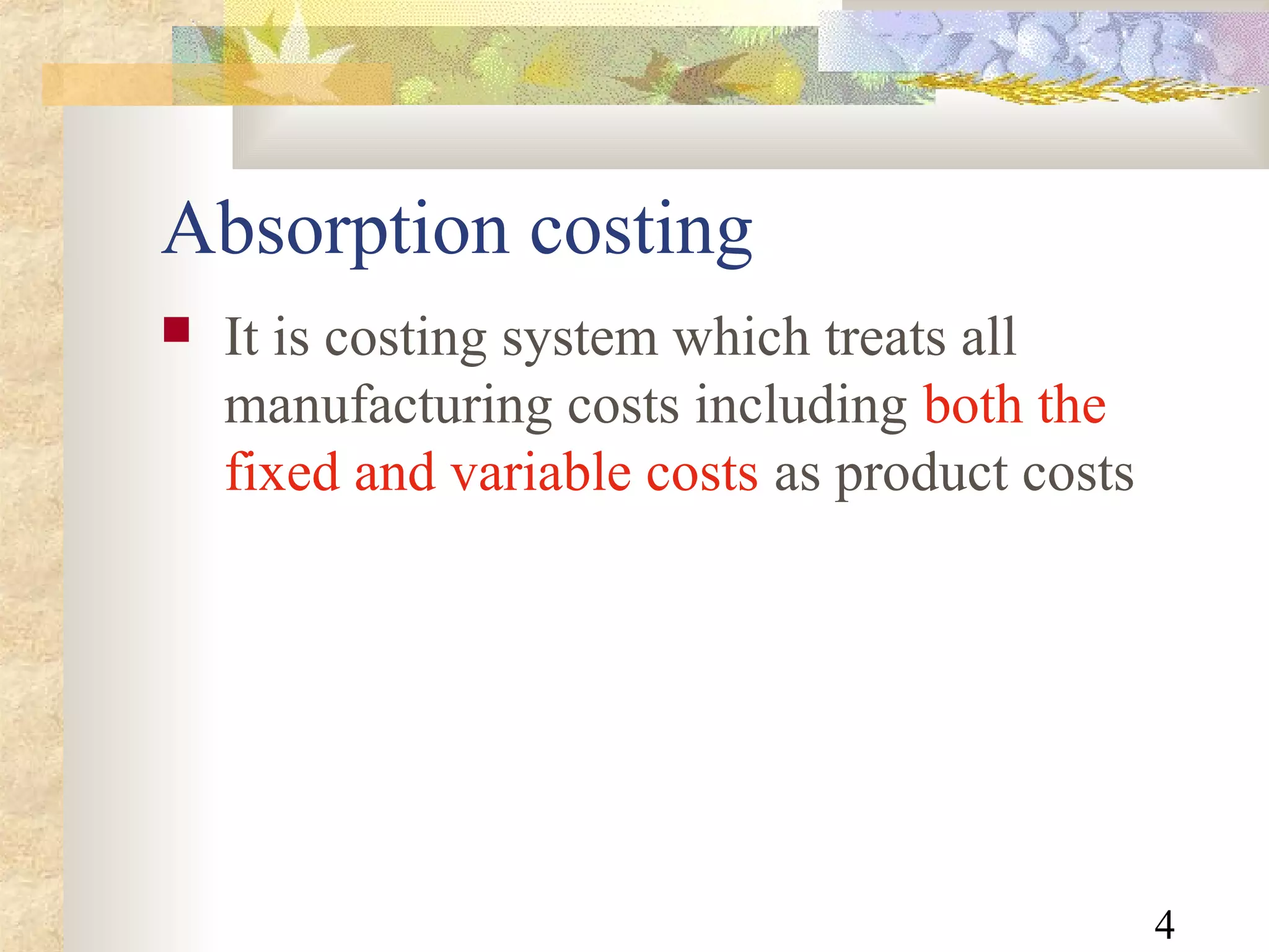 Absorption and marginal costing | PPT