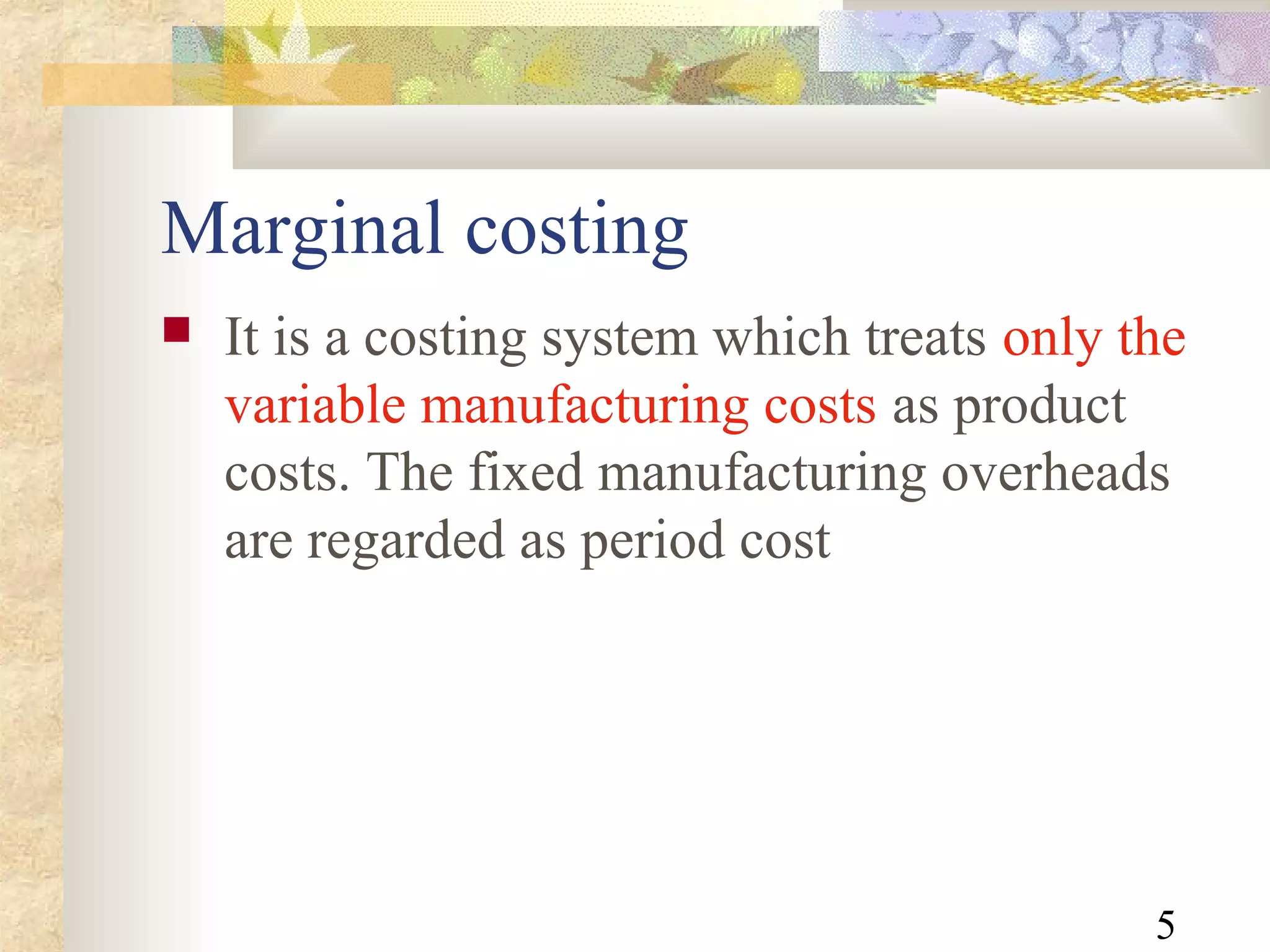 Absorption and marginal costing | PPT
