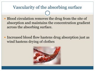 Absorption of drugs pharmacology ppt | PPTX