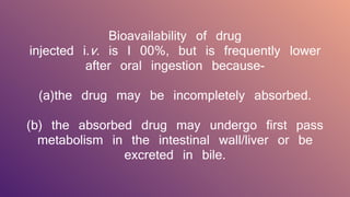 Pharmacokinetics: Absorption & Bioavaibility & Bioequivalence | PPT