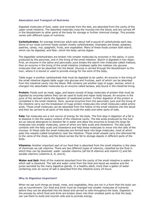 Absorption and transport of nutrients | DOC