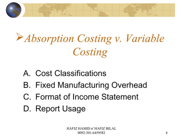 Absorption And Variable Costing | PPT