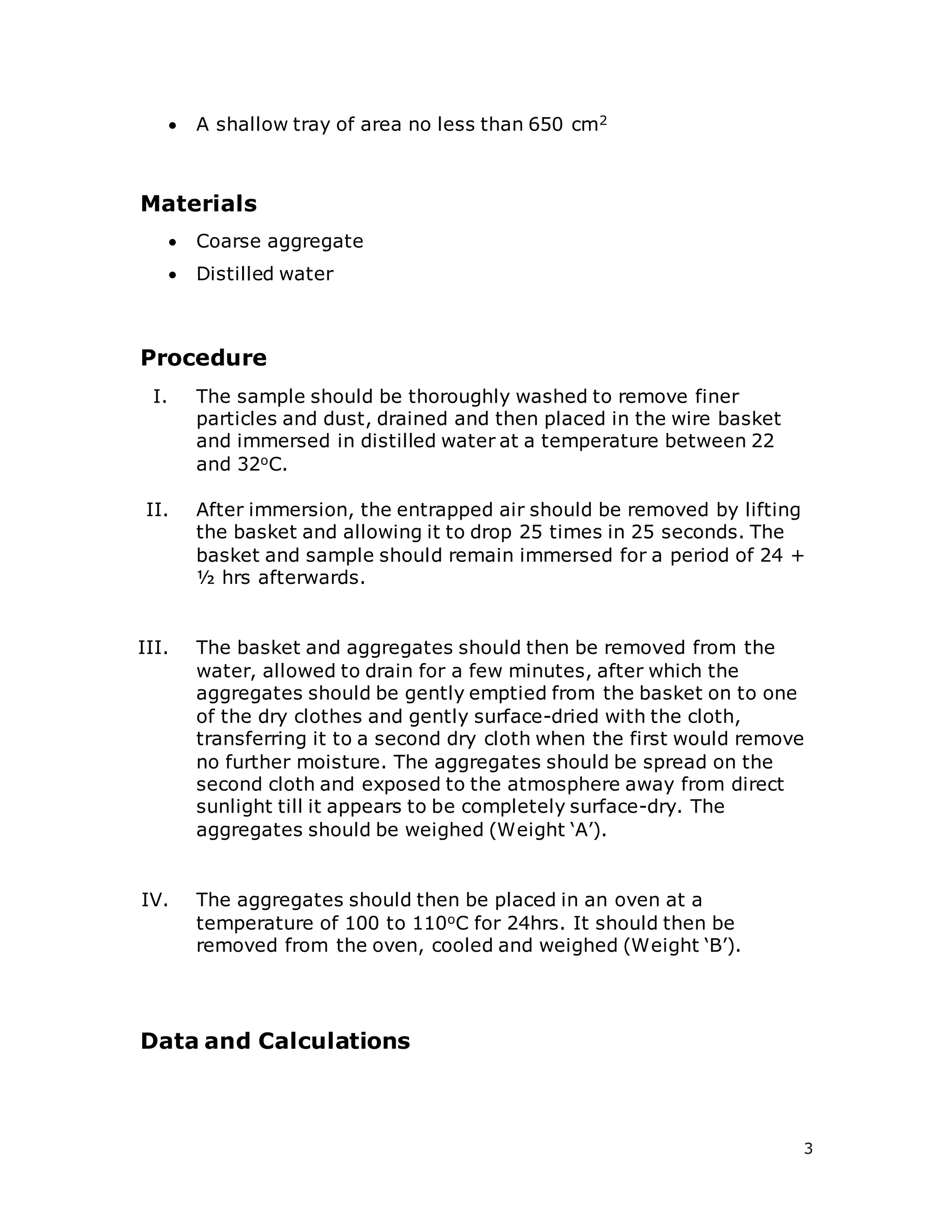 Absorption of Coarse Aggregate | DOCX