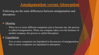 Absorption, Amalgamation, Reconstruction, Purchase Consideration | PPTX