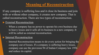 Absorption, Amalgamation, Reconstruction, Purchase Consideration | PPTX