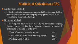Absorption, Amalgamation, Reconstruction, Purchase Consideration | PPTX