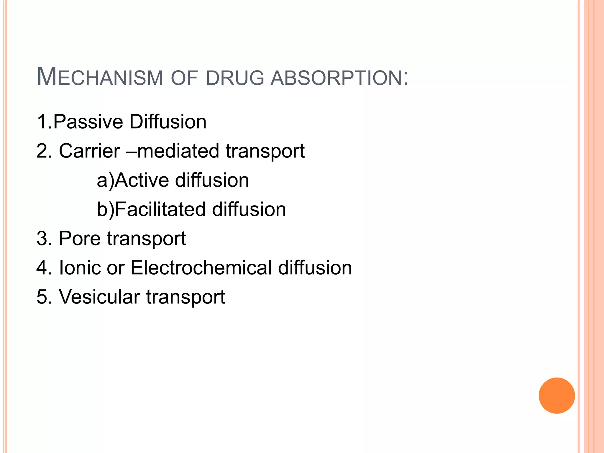 Absorption of drug | PPTX | Digestive Disorders | Diseases and Conditions