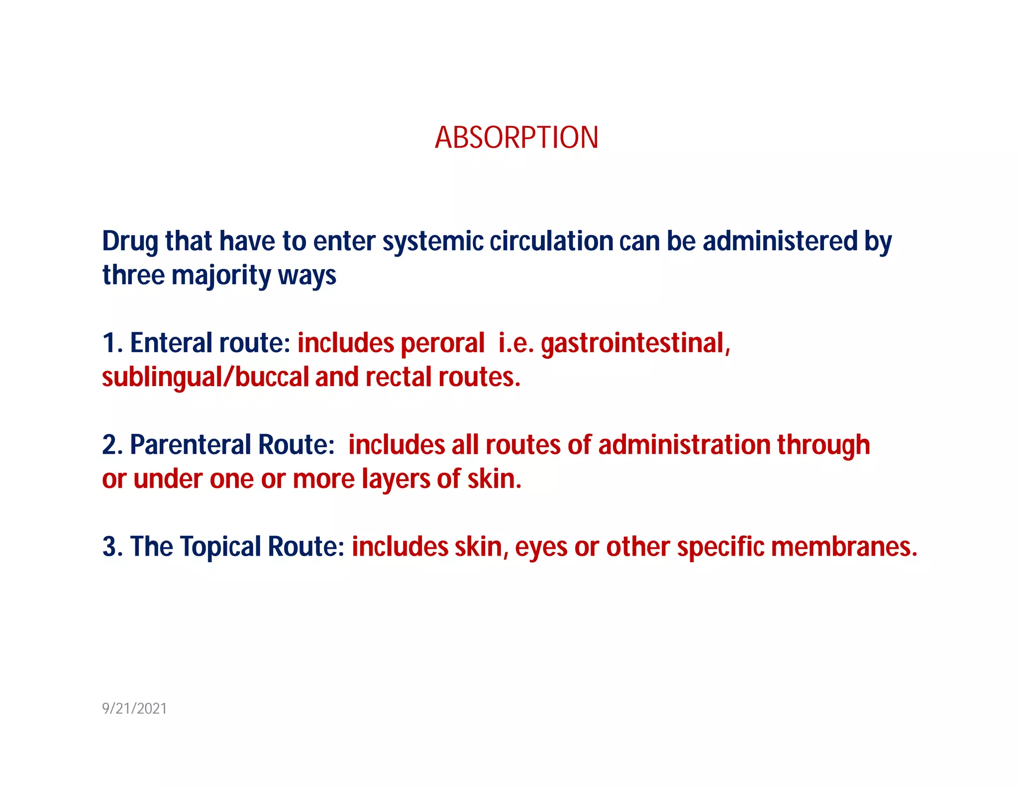 Absorption of drug | PDF