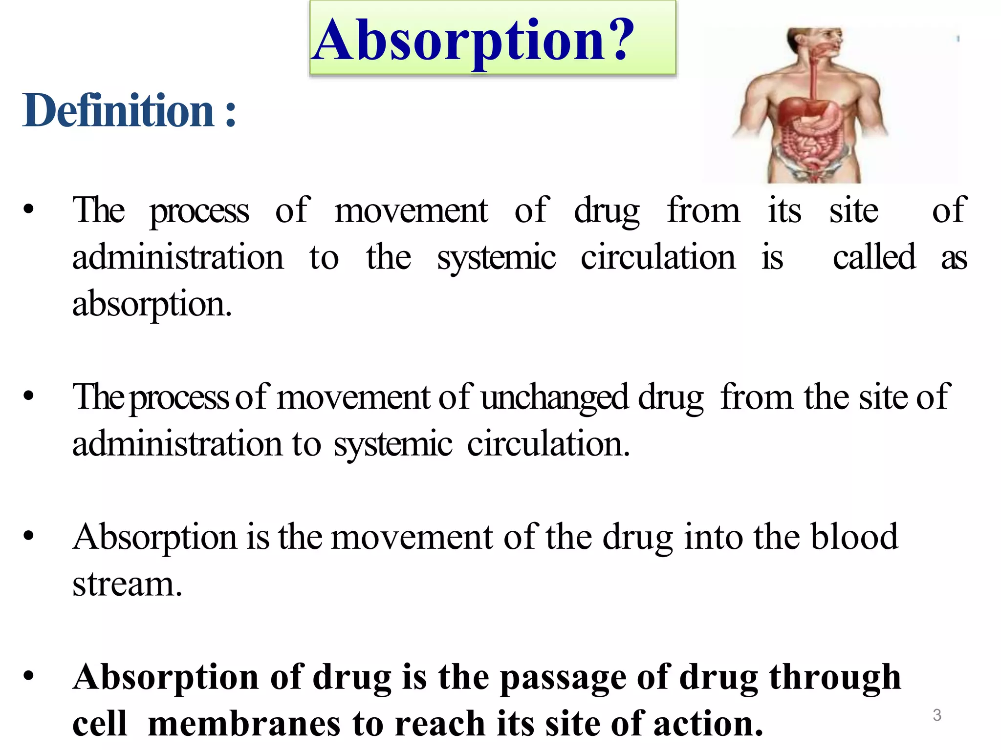 Absorption of drugs | PPTX