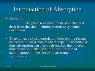 Absorption of drugs 2 | PPT