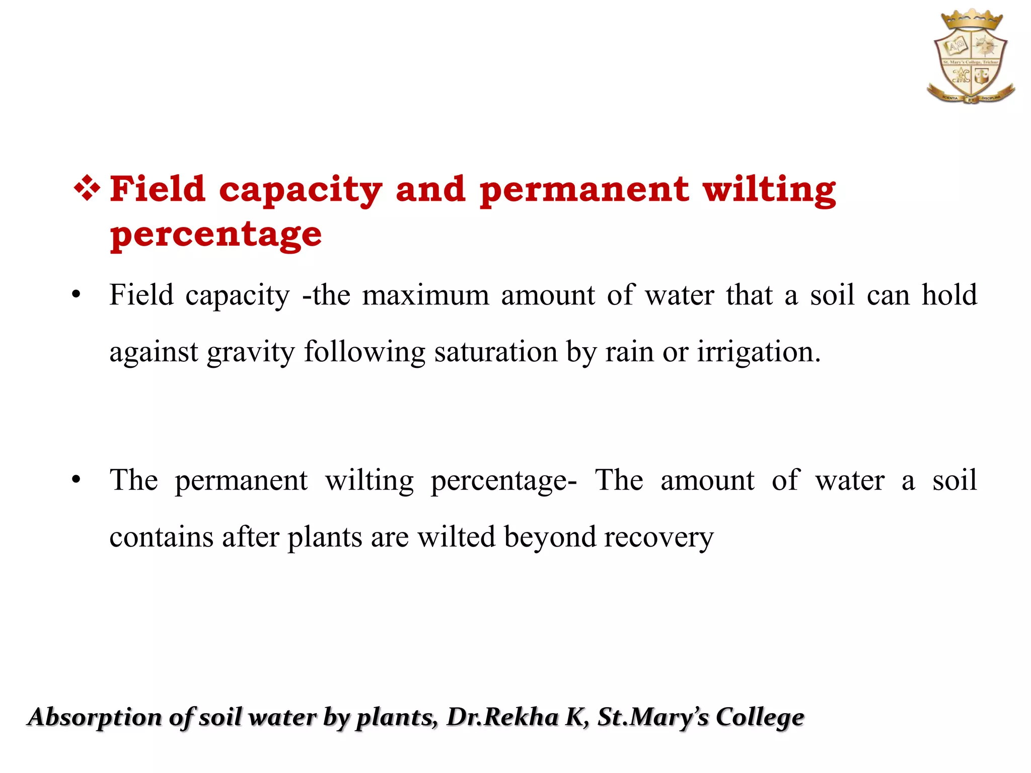Absorption Of Soil Water By Plants | PPTX