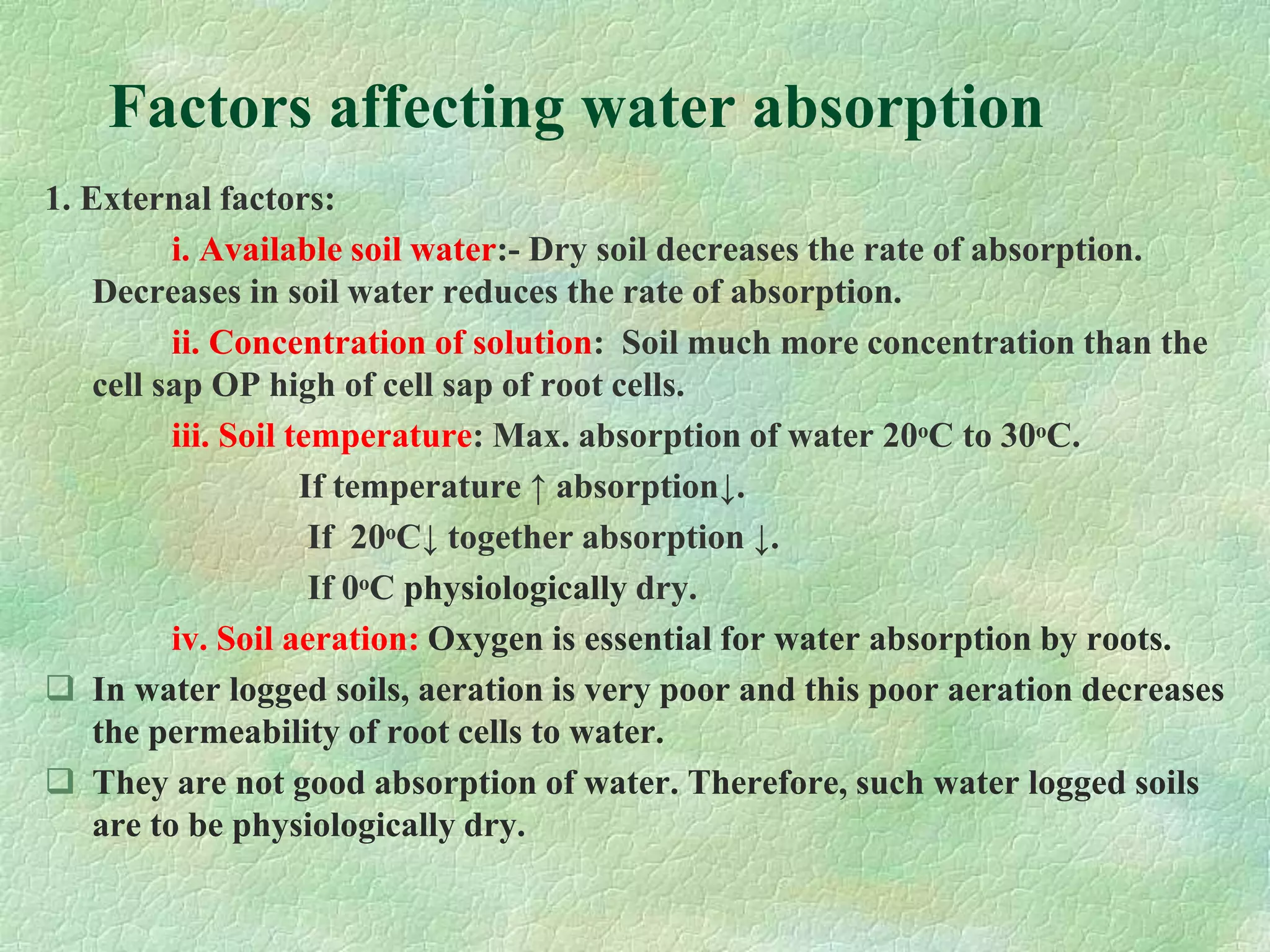 Absorption of water ppt | PPT