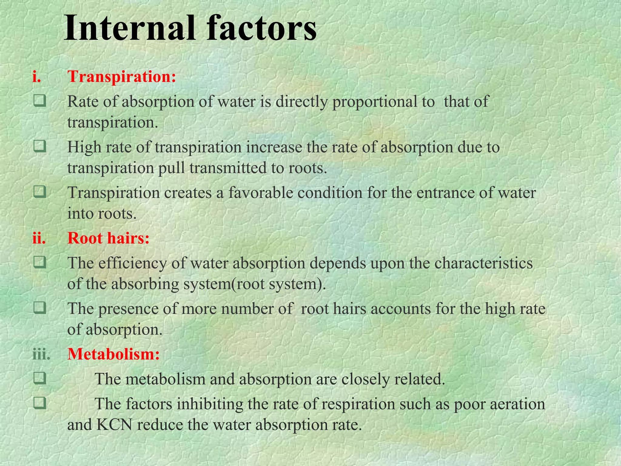 Absorption of water ppt | PPT