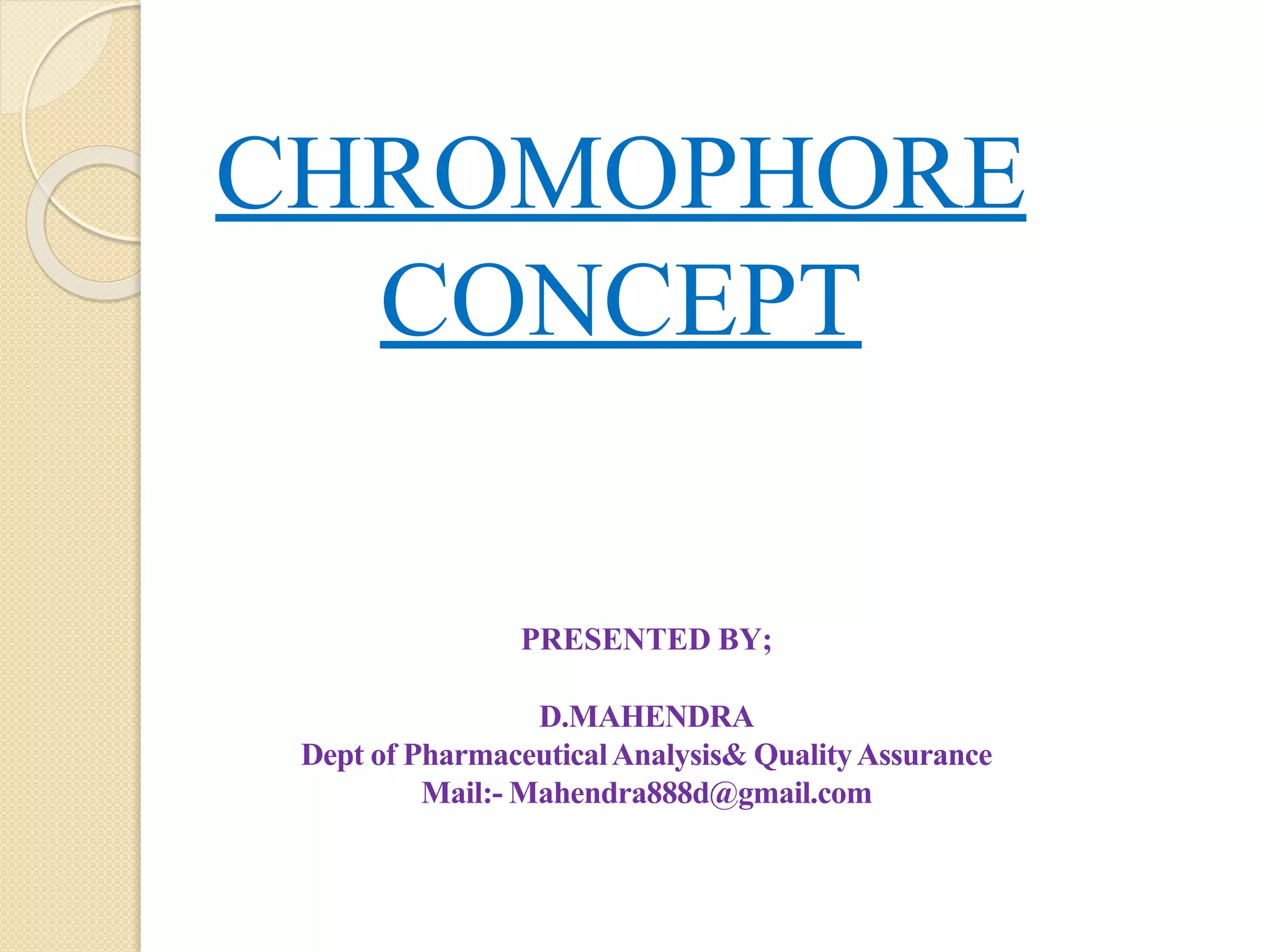 Absorption shifts (Chromophores and Auxophores Concept) | PPTX