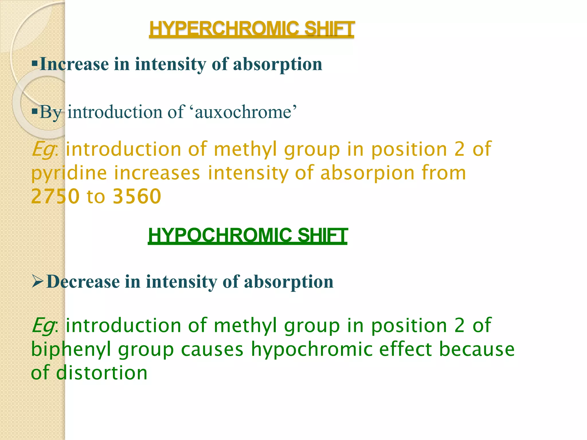 Absorption shifts (Chromophores and Auxophores Concept) | PPTX