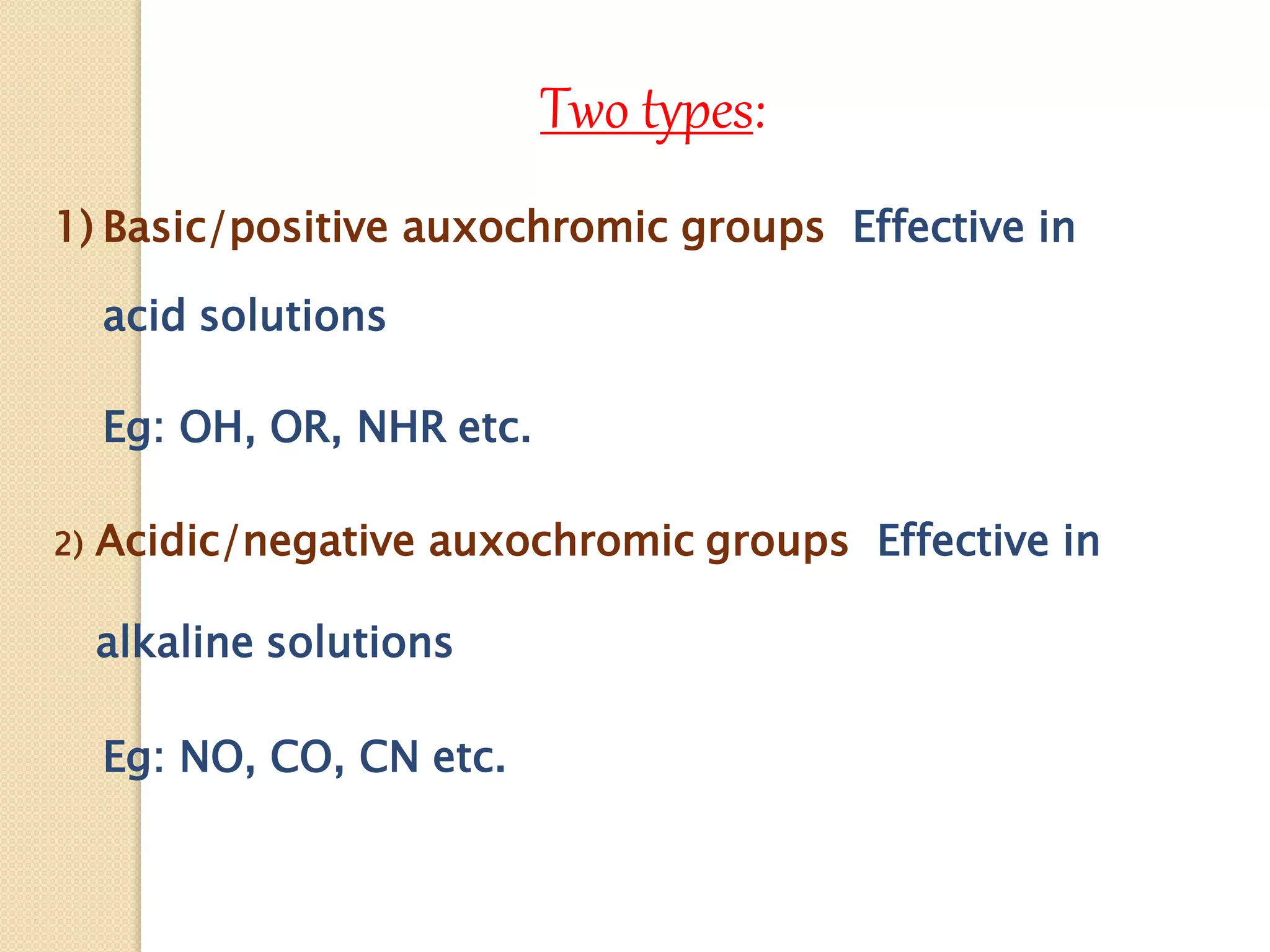 Absorption shifts (Chromophores and Auxophores Concept) | PPTX