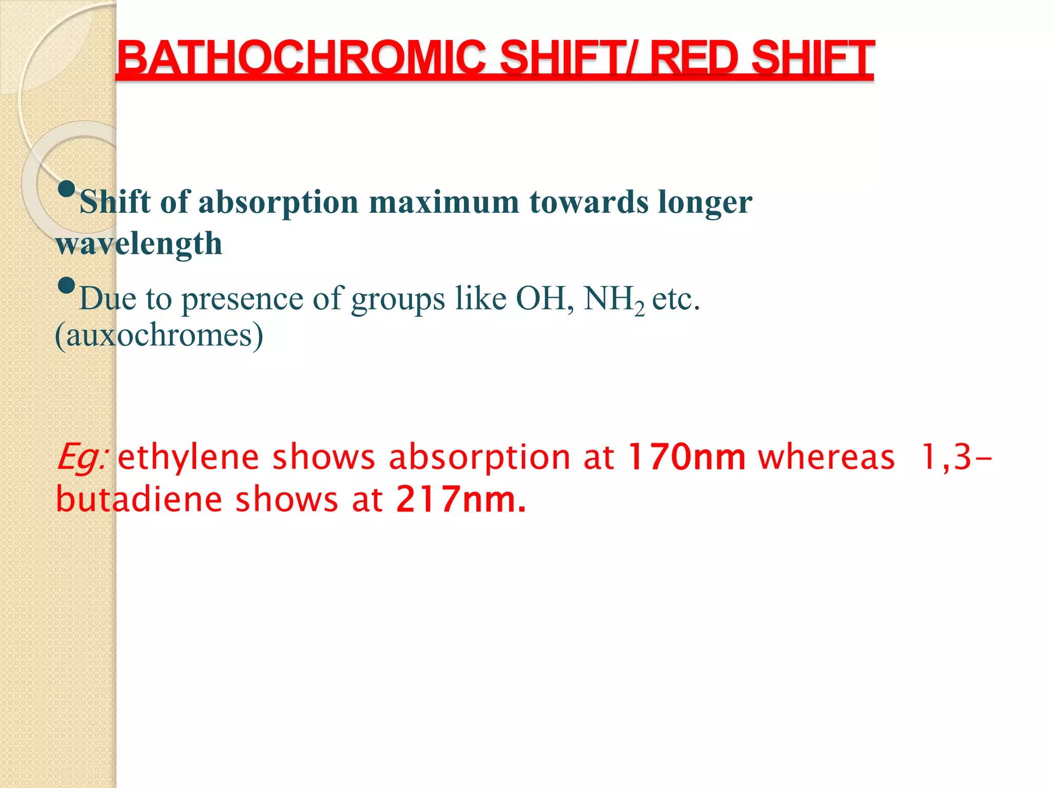 Absorption shifts (Chromophores and Auxophores Concept) | PPTX
