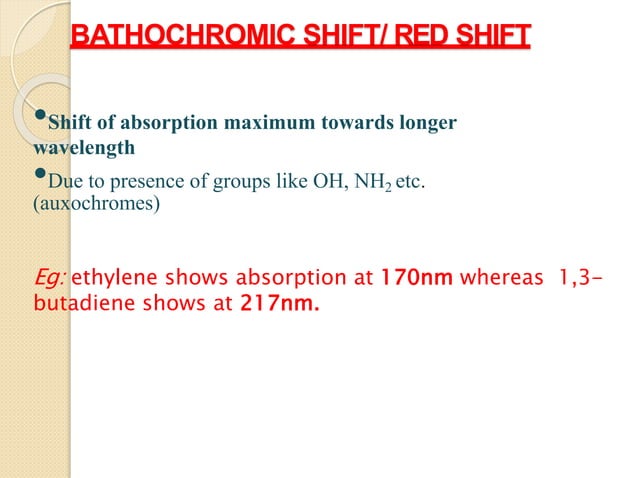 Absorption shifts (Chromophores and Auxophores Concept) | PPTX
