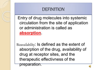 Absorption of Drugs in human body | PPT