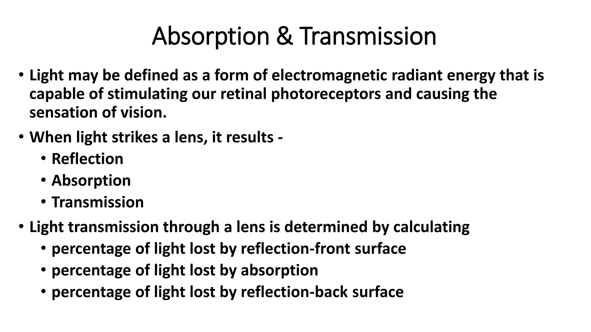 Absorptive lens, transmission and sunglass standards (explained) | PPT