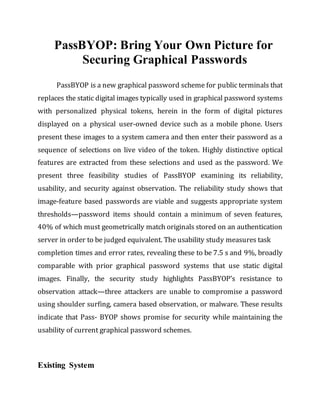PassBYOP: Bring Your Own Picture for Securing Graphical Passwords | PDF