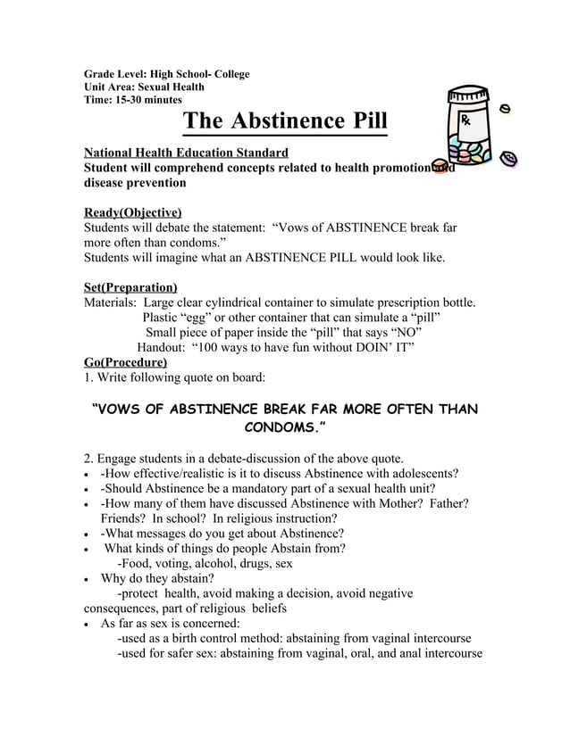 Abstinence Pill | DOC | Birth Control | Reproductive Health