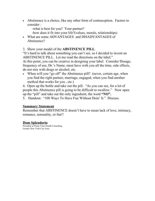 Abstinence Pill | DOC | Birth Control | Reproductive Health