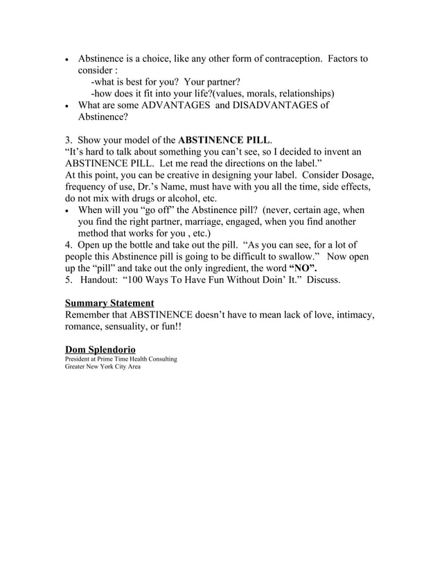 Abstinence Pill | DOC | Birth Control | Reproductive Health