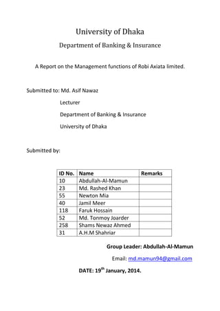 Abstract (The management functions of Robi Axiata ltd. ) | PDF