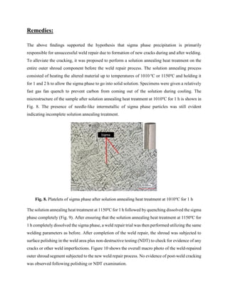investigation of Cracking of the outer shroud component of a turbine ...
