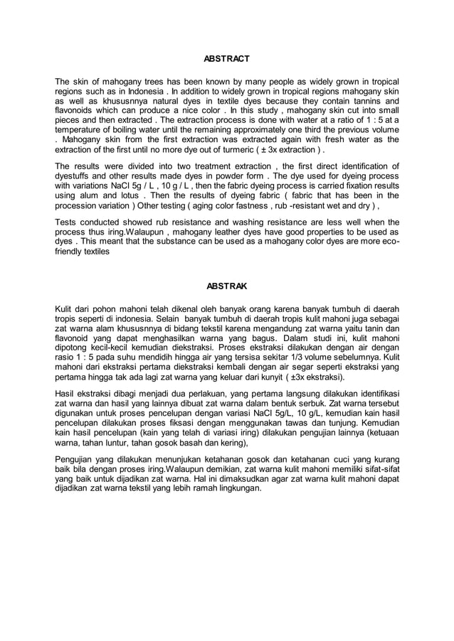 contoh Abstract laporan | PDF