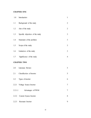 Abstract and table of content of a project | DOCX