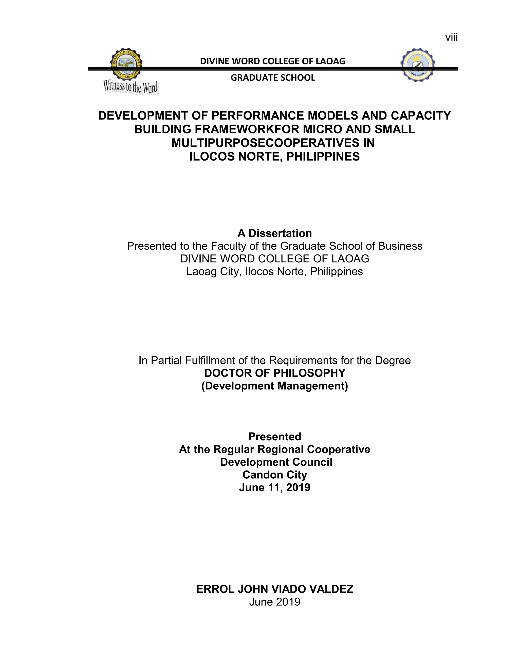 DEVELOPMENT OF PERFORMANCE MODELS AND CAPACITY BUILDING FRAMEWORKFOR ...