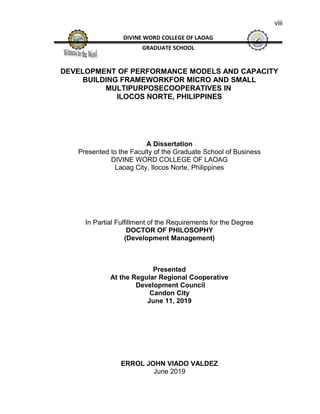 DEVELOPMENT OF PERFORMANCE MODELS AND CAPACITY BUILDING FRAMEWORKFOR ...