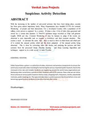 Suspicious Activity Detection python Project Abstract | DOCX
