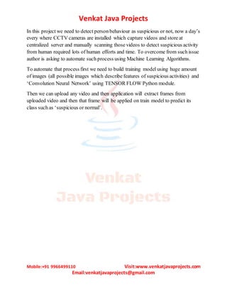 Suspicious Activity Detection python Project Abstract | DOCX