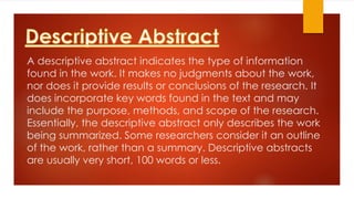 what is an Abstract & importance of an Abstract | PDF