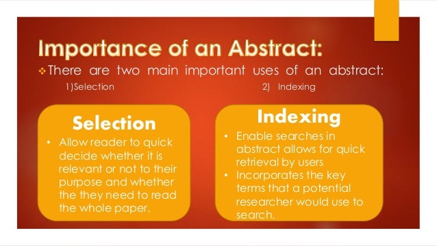 what is an Abstract & importance of an Abstract