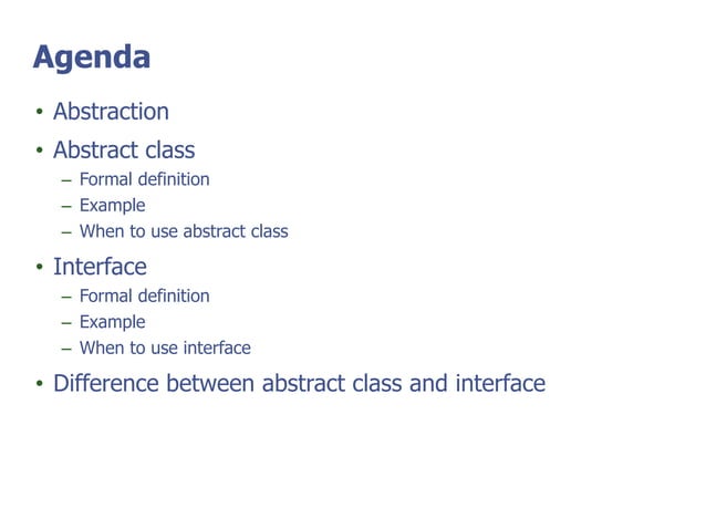 Abstract class and Interface | PPTX | Programming Languages | Computing