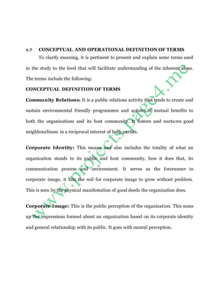 Community Relations & its Role in Corporate Image (A case study of ...